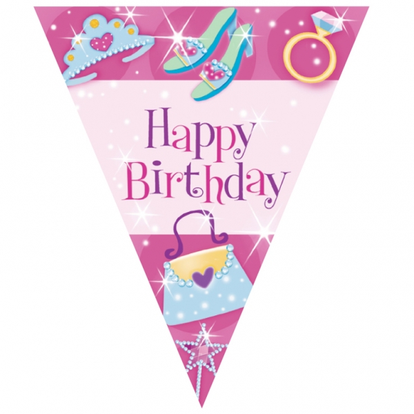 Rosa happy birthday vimplar - plast 3.6m - Zingland.se