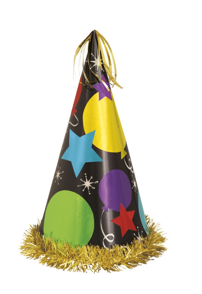 Jumbo partyhatt - Svart med ballonger - Zingland.se