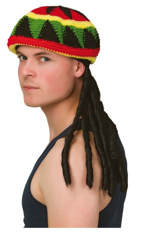 Virkad mössa med rastaflätor - Zingland.se