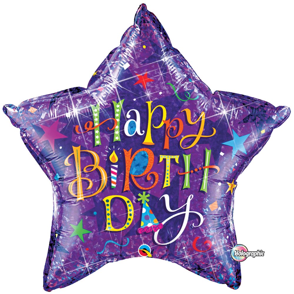 Happy Birthday Lila Typografisk Folieballong 91 Cm