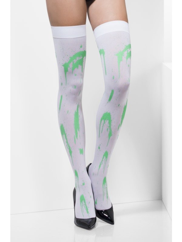 Stay ups splatter - Vit och grön - Zingland.se