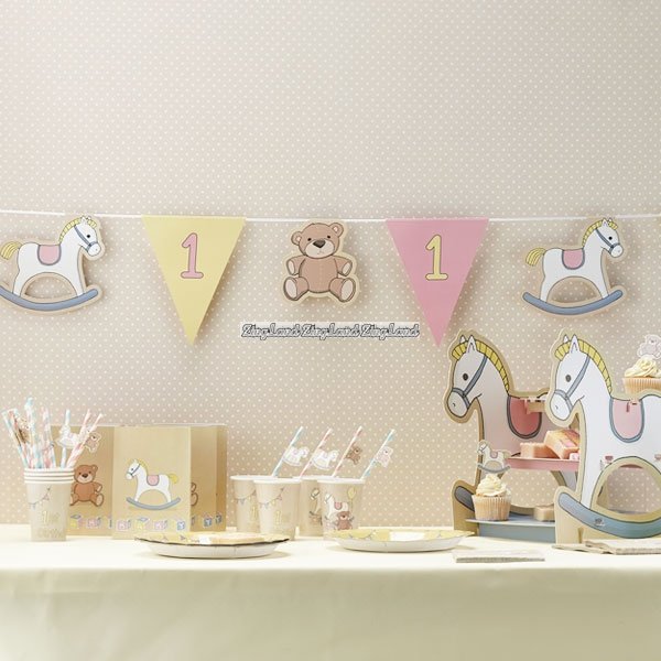 1-års rosa festliga vimplar - 3.5m - Zingland.se