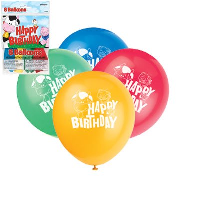 Bondgårdens vänner grattis ballonger - 30 cm latex - 8 st - Zingland.se