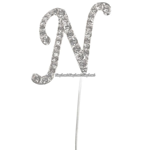 Tårtdekoration med diamanter bokstaven N - Zingland.se