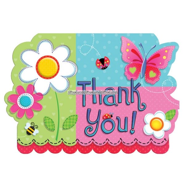 Trädgårdstema tackkort - 8 st - Zingland.se