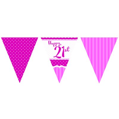 Rosa vimpelbanderoll till 21-årsdagen 3,7 m - Zingland.se