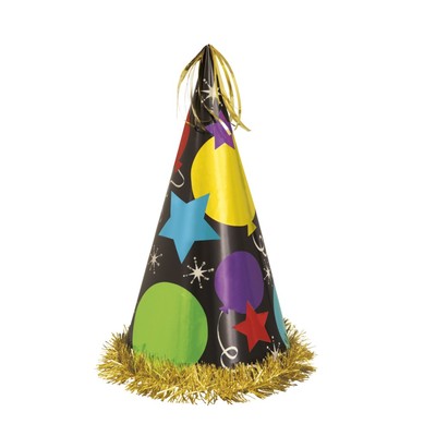 Jumbo partyhatt - Svart med ballonger - Zingland.se